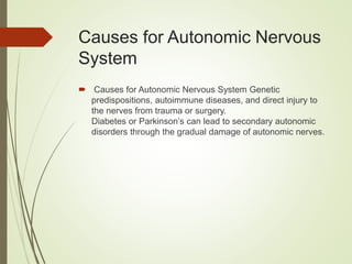 Disorders of autonomic Nervous system for Physiotherapy students | PPTX