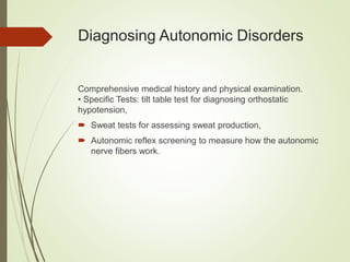 Disorders of autonomic Nervous system for Physiotherapy students | PPTX