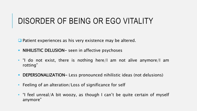 DISORDER OF CONSCIOUSNESS AND SELF | PPTX