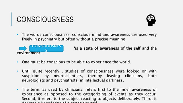 DISORDER OF CONSCIOUSNESS AND SELF | PPTX