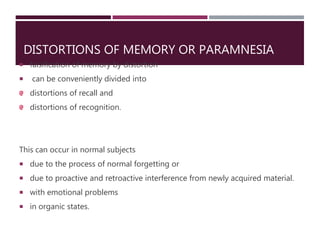 Disorder of Memory | PPT