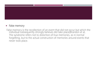 Disorder of Memory | PPT