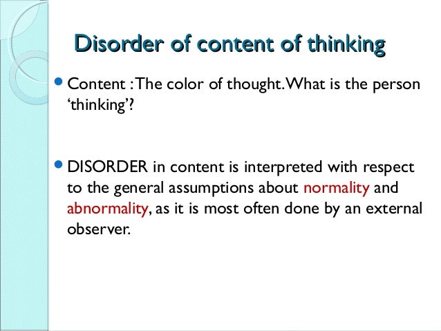 Disorder of thought ssy