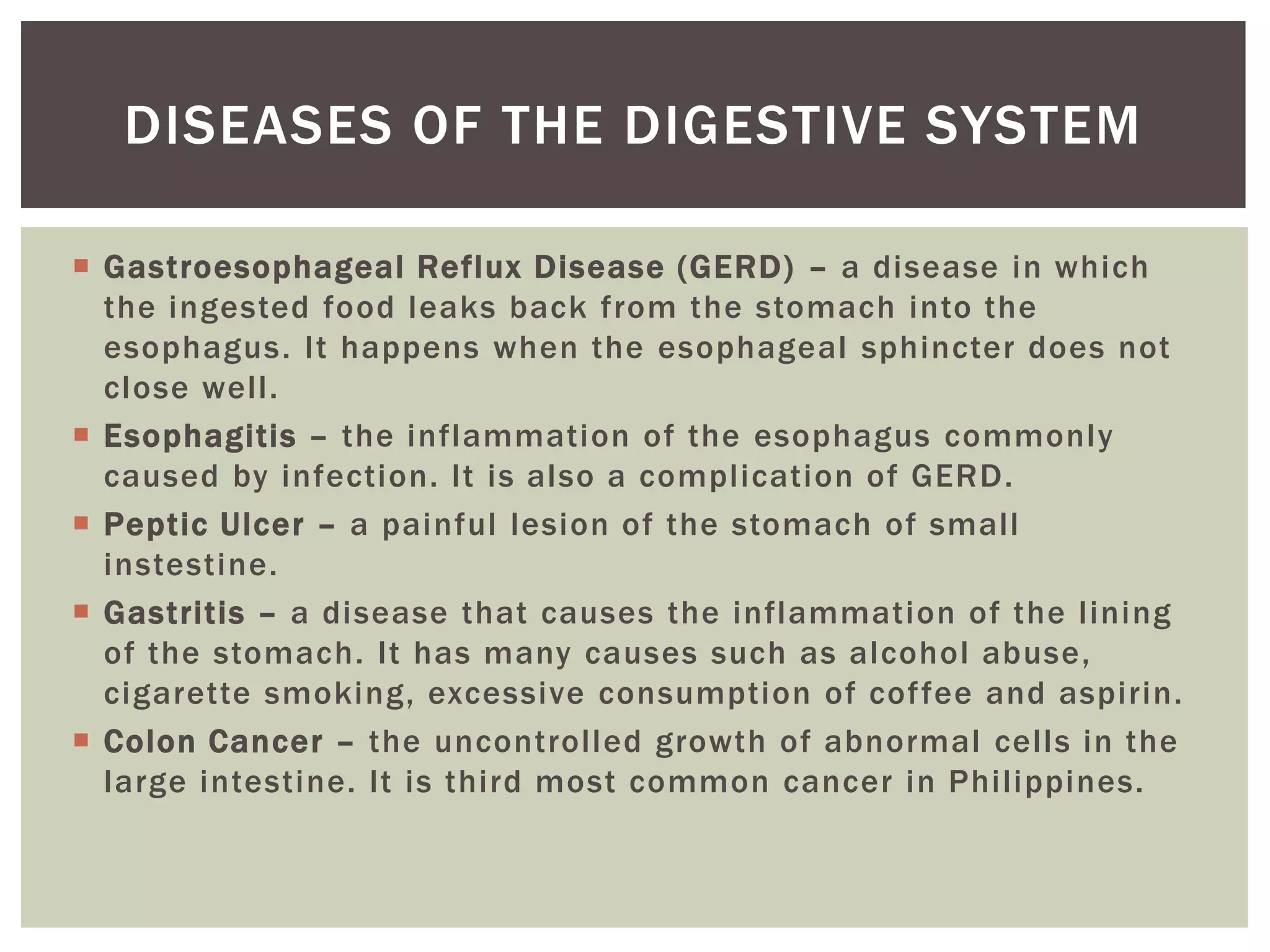 Disorders and diseases of the digestive system | PPTX