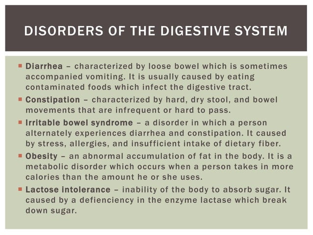 Disorders and diseases of the digestive system | PPT