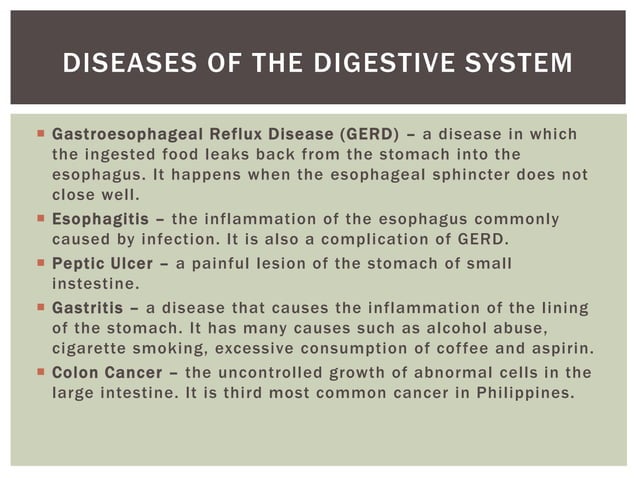 Disorders and diseases of the digestive system | PPTX | Digestive ...