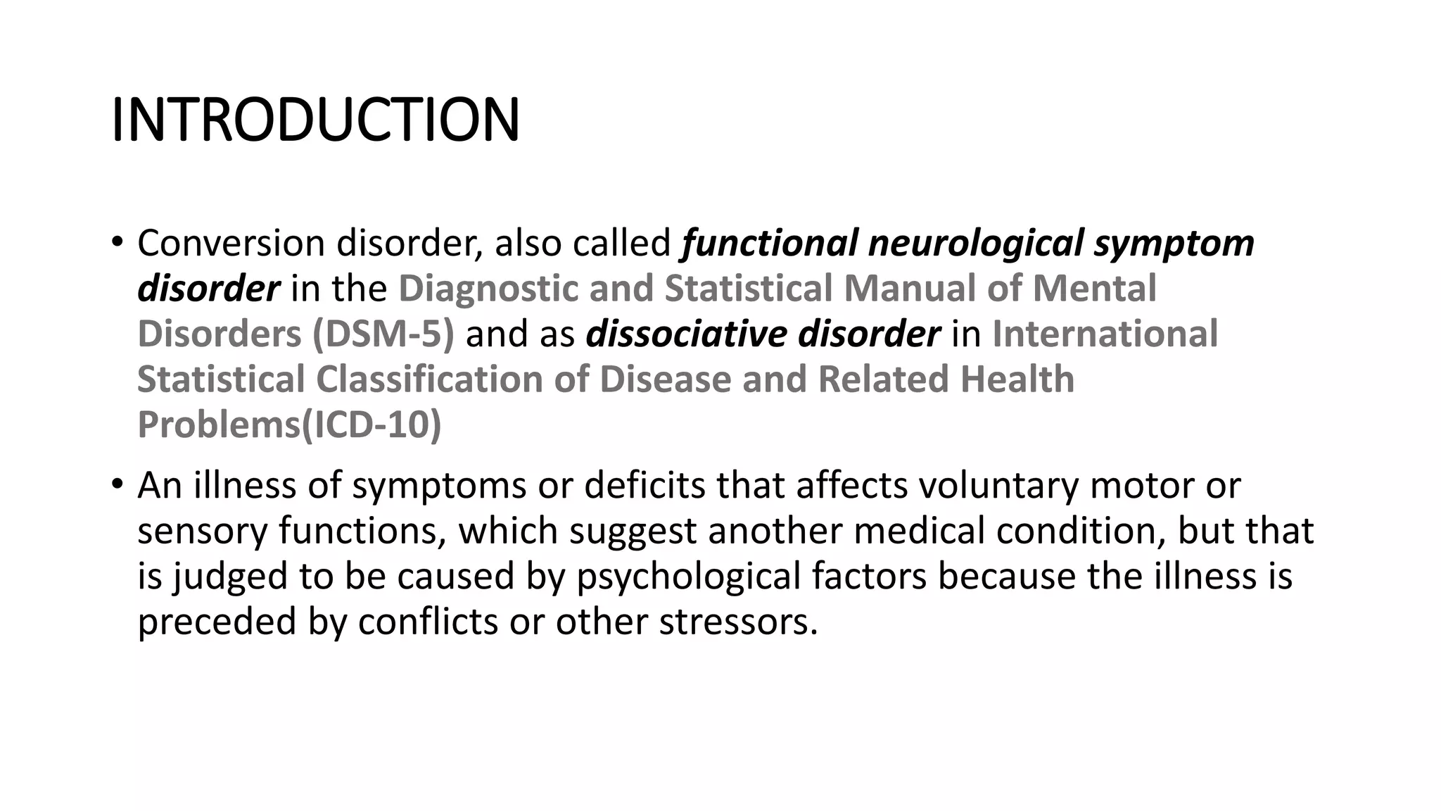 Disorders associated with dissociation or conversion phenomena | PPT