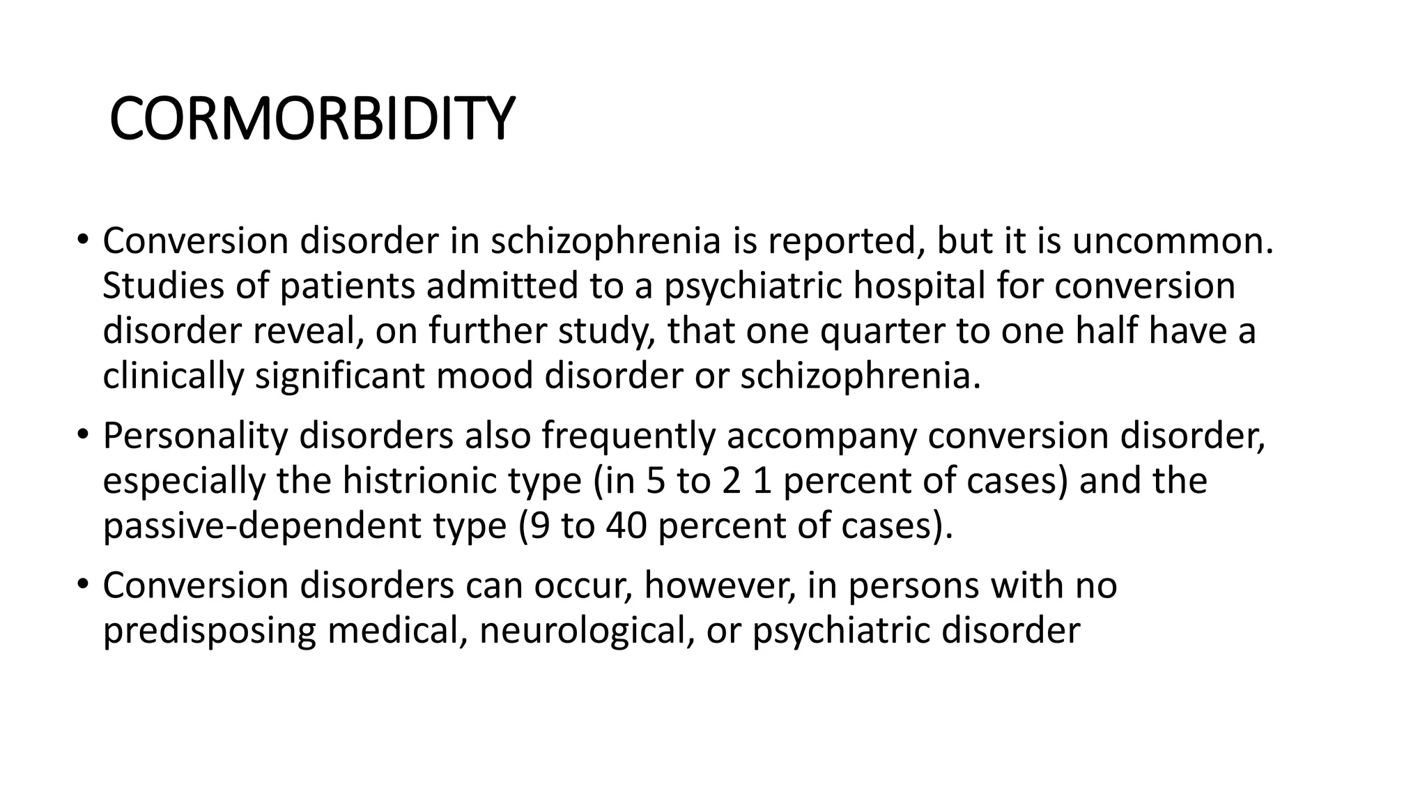 Disorders associated with dissociation or conversion phenomena | PPT