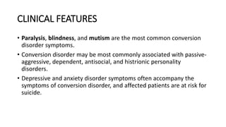 Disorders associated with dissociation or conversion phenomena | PPT