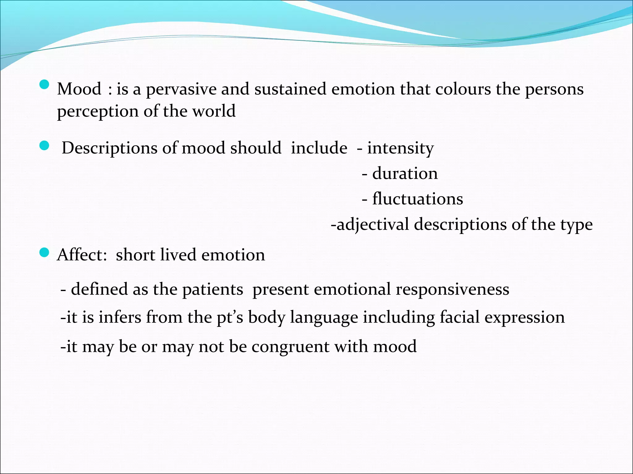 Disorders of affect and emotion | PPT