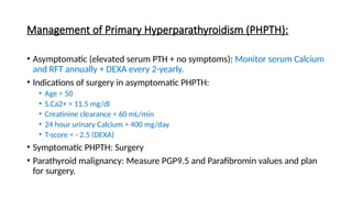 Disorders of calcium metabolism - approach and management | PPTX