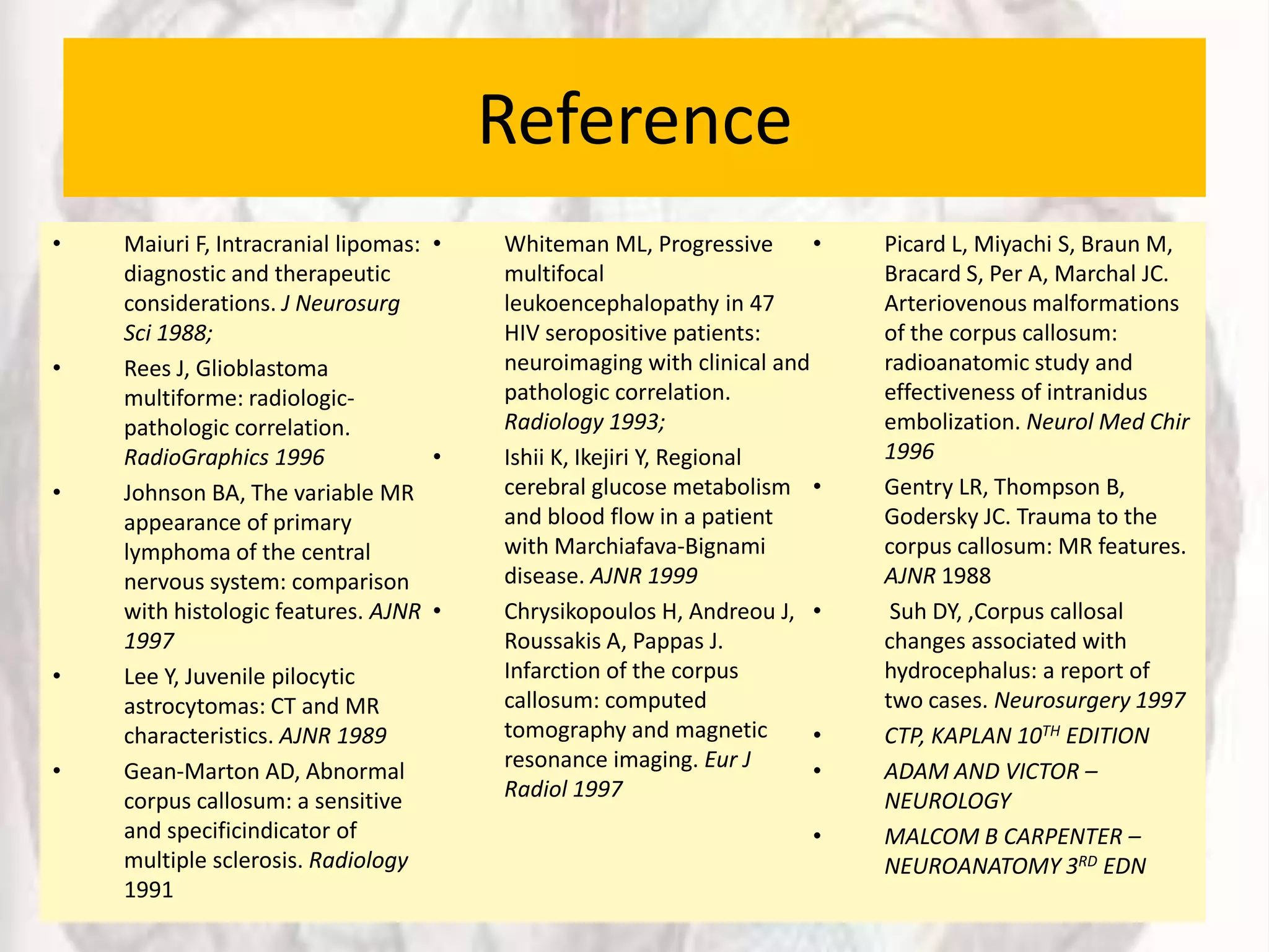 Disorders Of Corpus Callosum Pptx