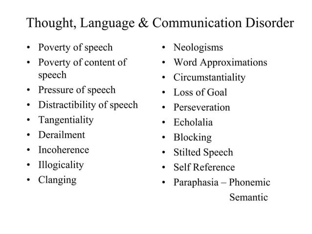 Disorders of form of thought | PPT