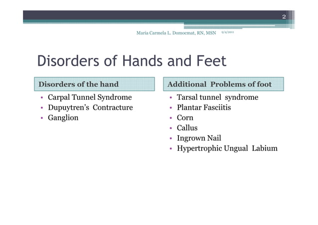 Disorders of hands and feet | PDF