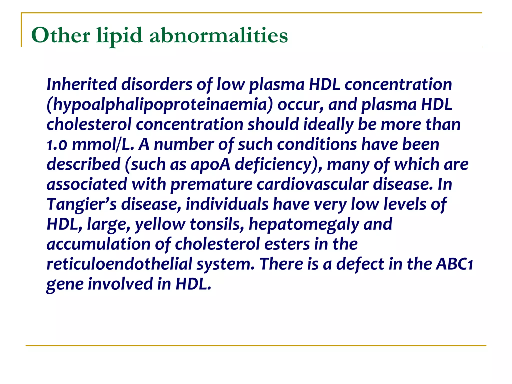 Disorders of lipid metabolism ppt | PPT
