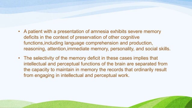 Disorders of memory | PPTX