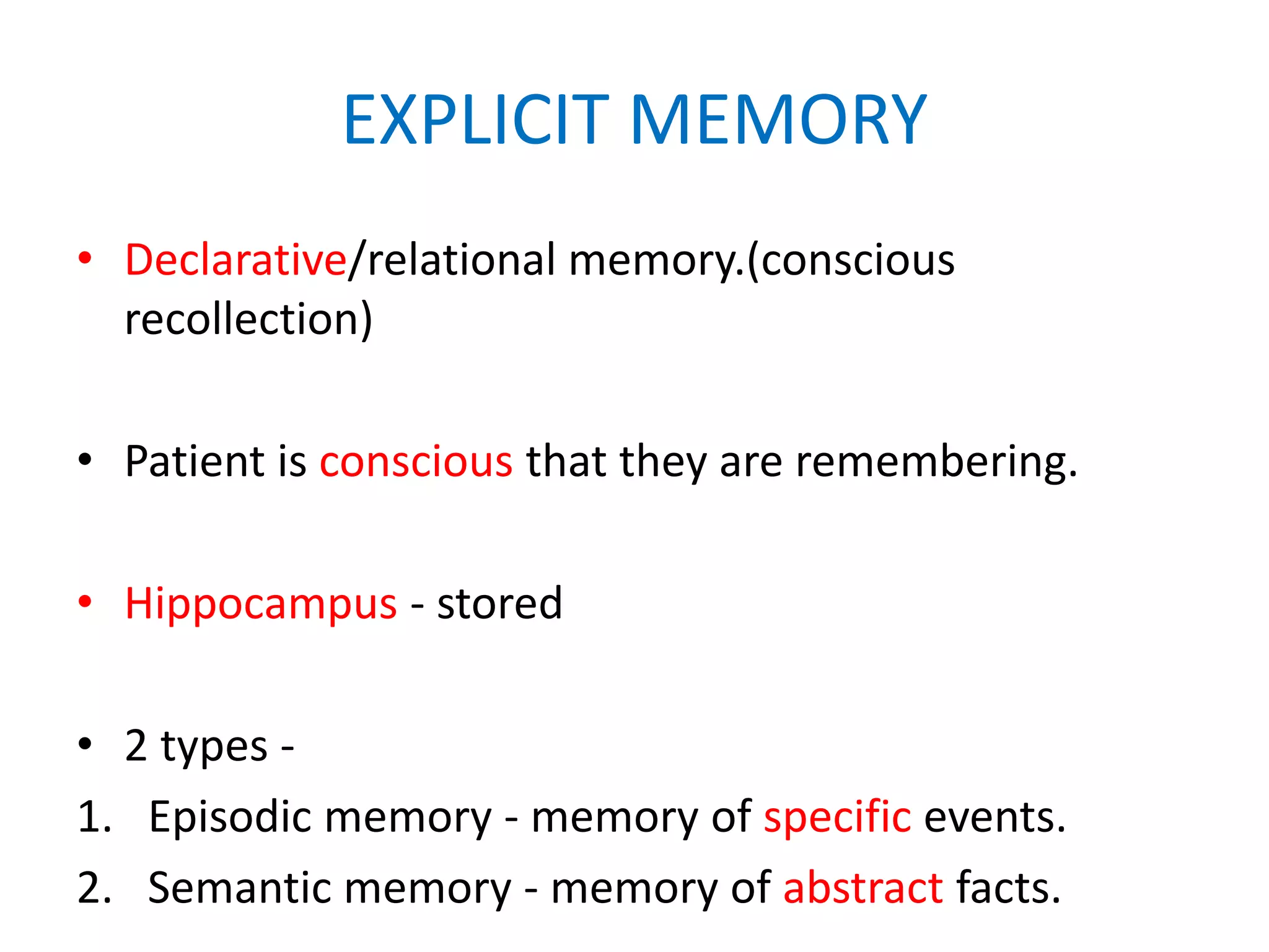 Disorders of memory | PPTX