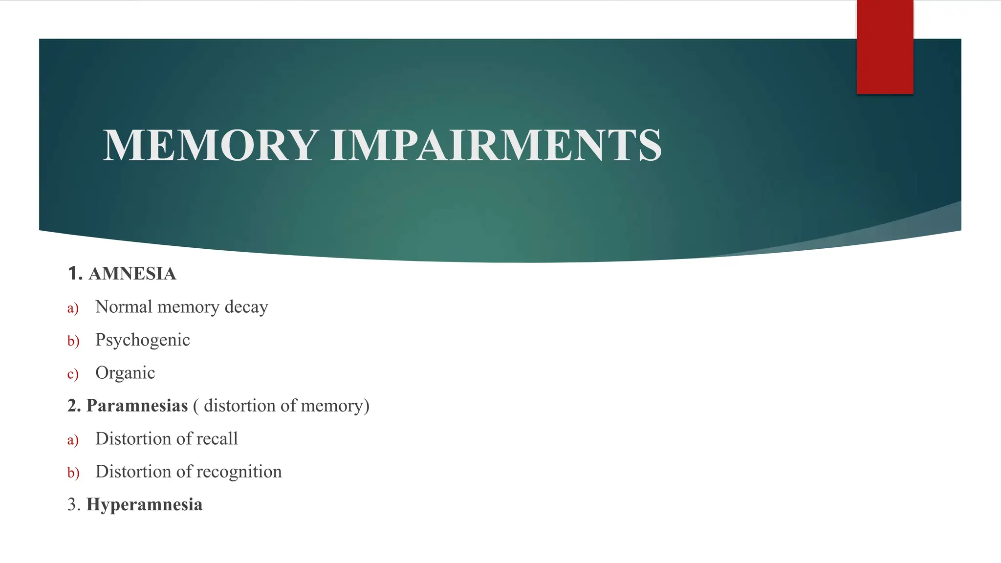 disorders of memory .pptx disorder of memory | PPT