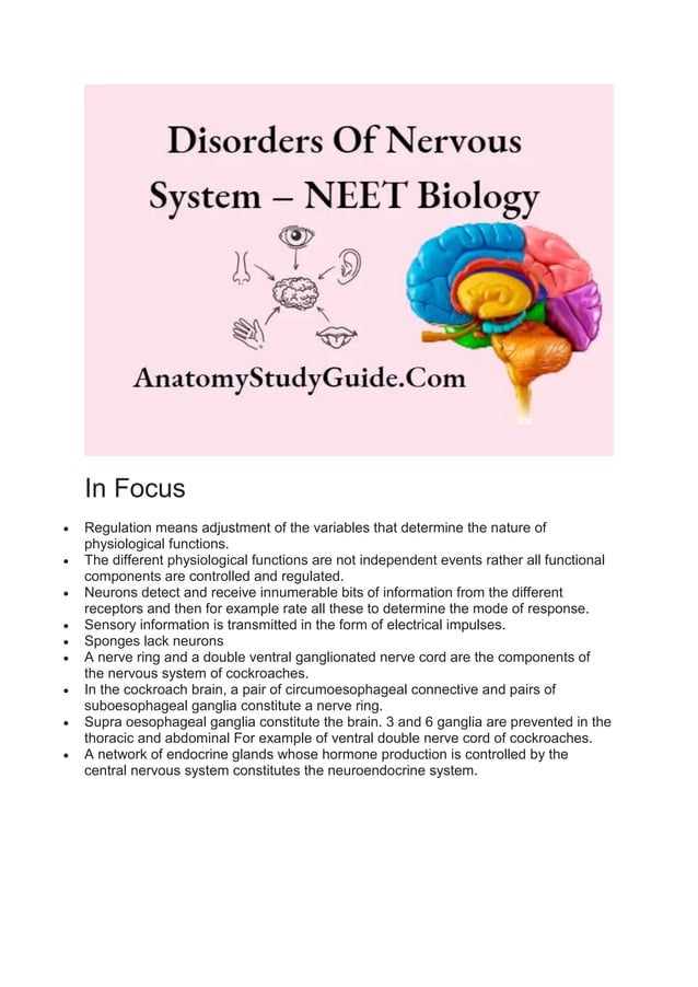 Disorders Of Nervous System – NEET Biology | DOCX | Brain and Nervous ...