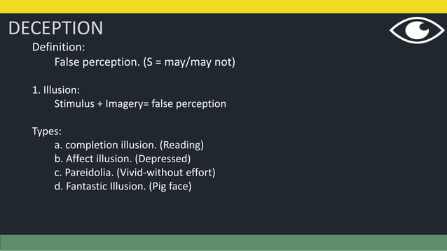 Disorders of perception | PPTX | Brain and Nervous System Disorders ...