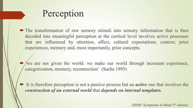 Disorders of perception | PPTX | Eye and Vision Conditions | Diseases ...