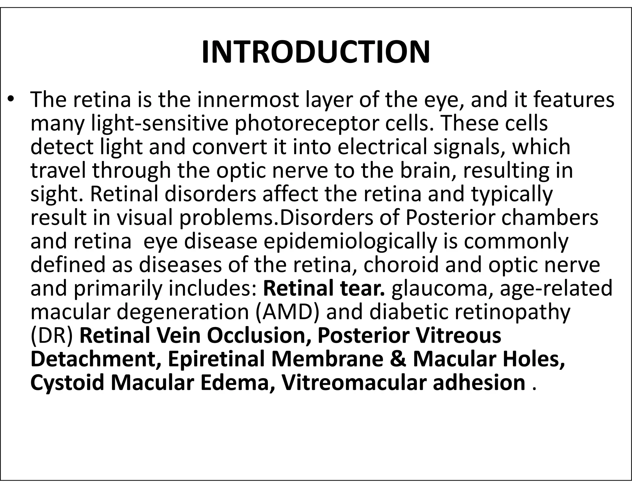 disorders of posterior chamber and retina -retinal and vitereous ...