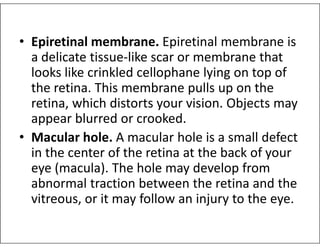 disorders of posterior chamber and retina -retinal and vitereous ...