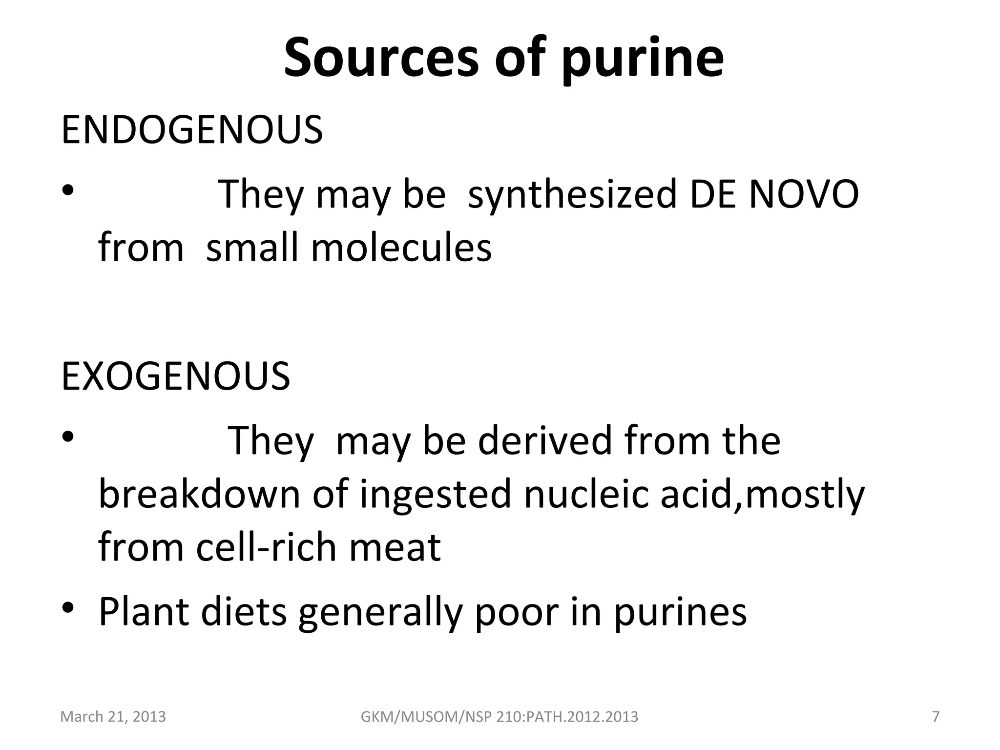 Disorders of purine metabolism | PPT
