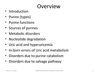 Disorders of purine metabolism | PPT