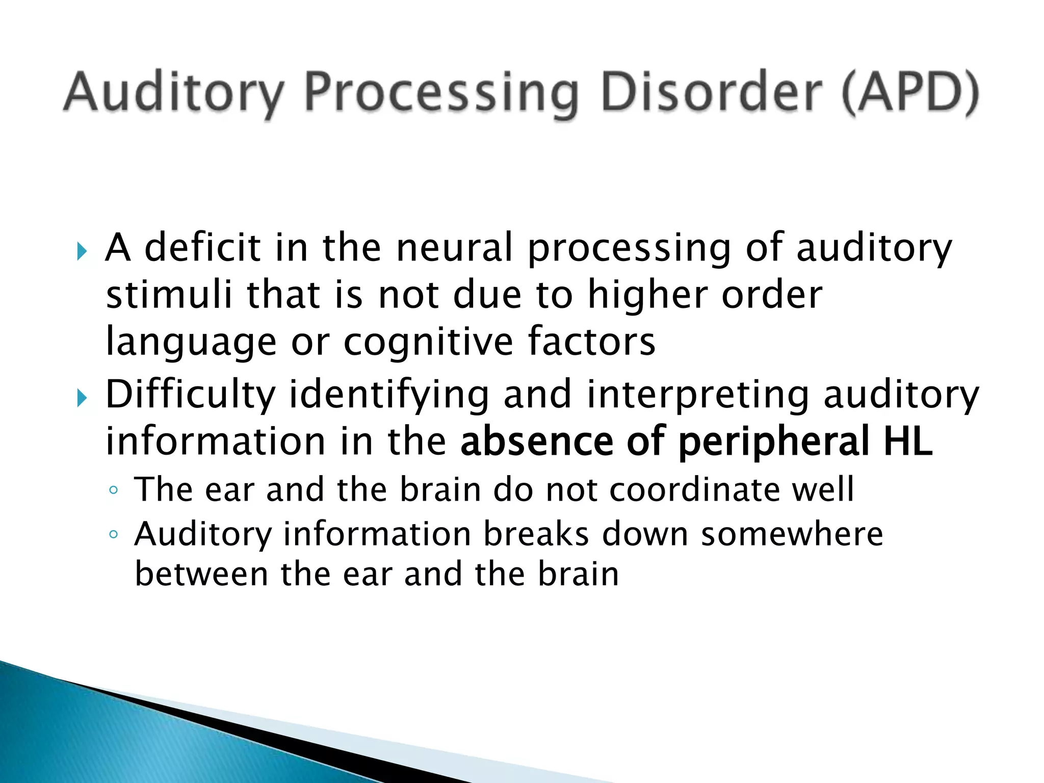 Disorders of the auditory nervous system | PPTX