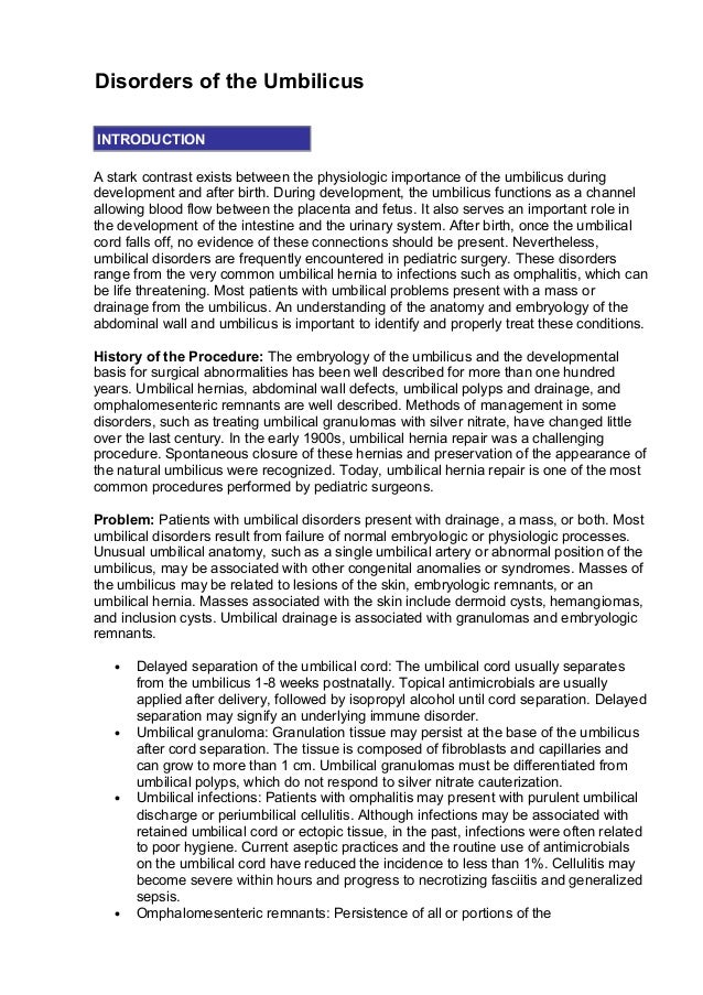 Disorders of the umbilicus