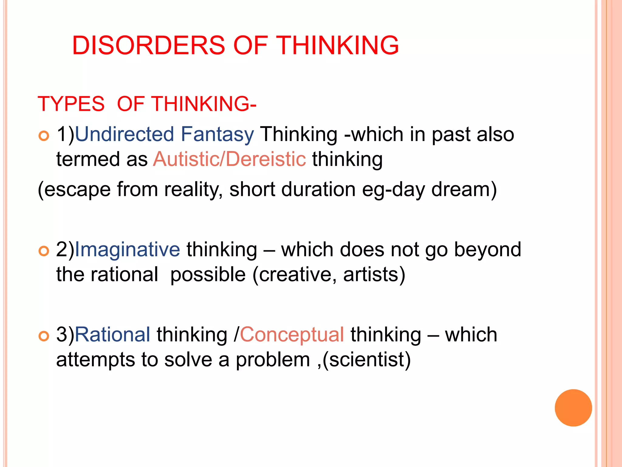 Disorders of thought 1 | PPTX