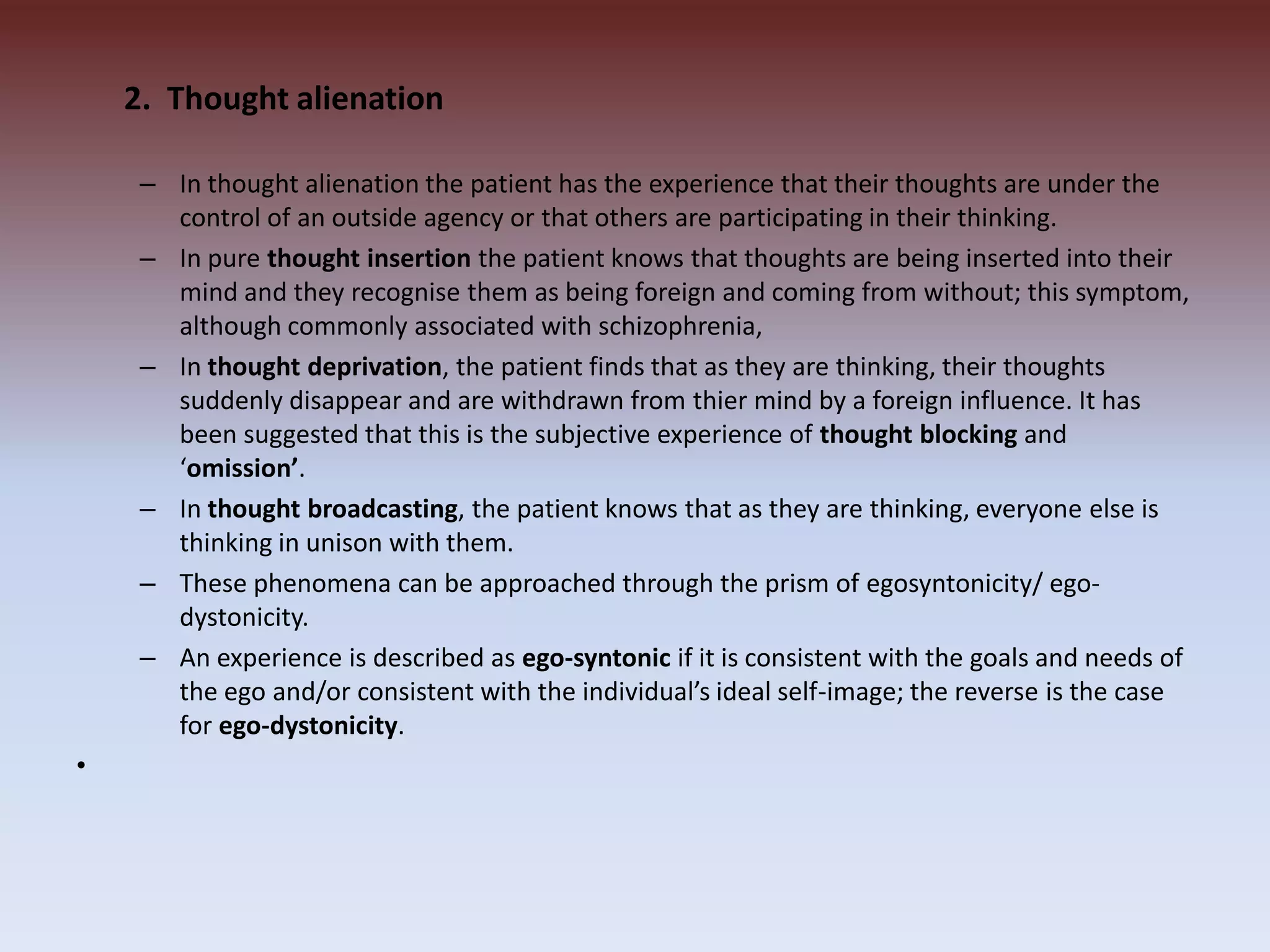 Disorders of thought | PPTX