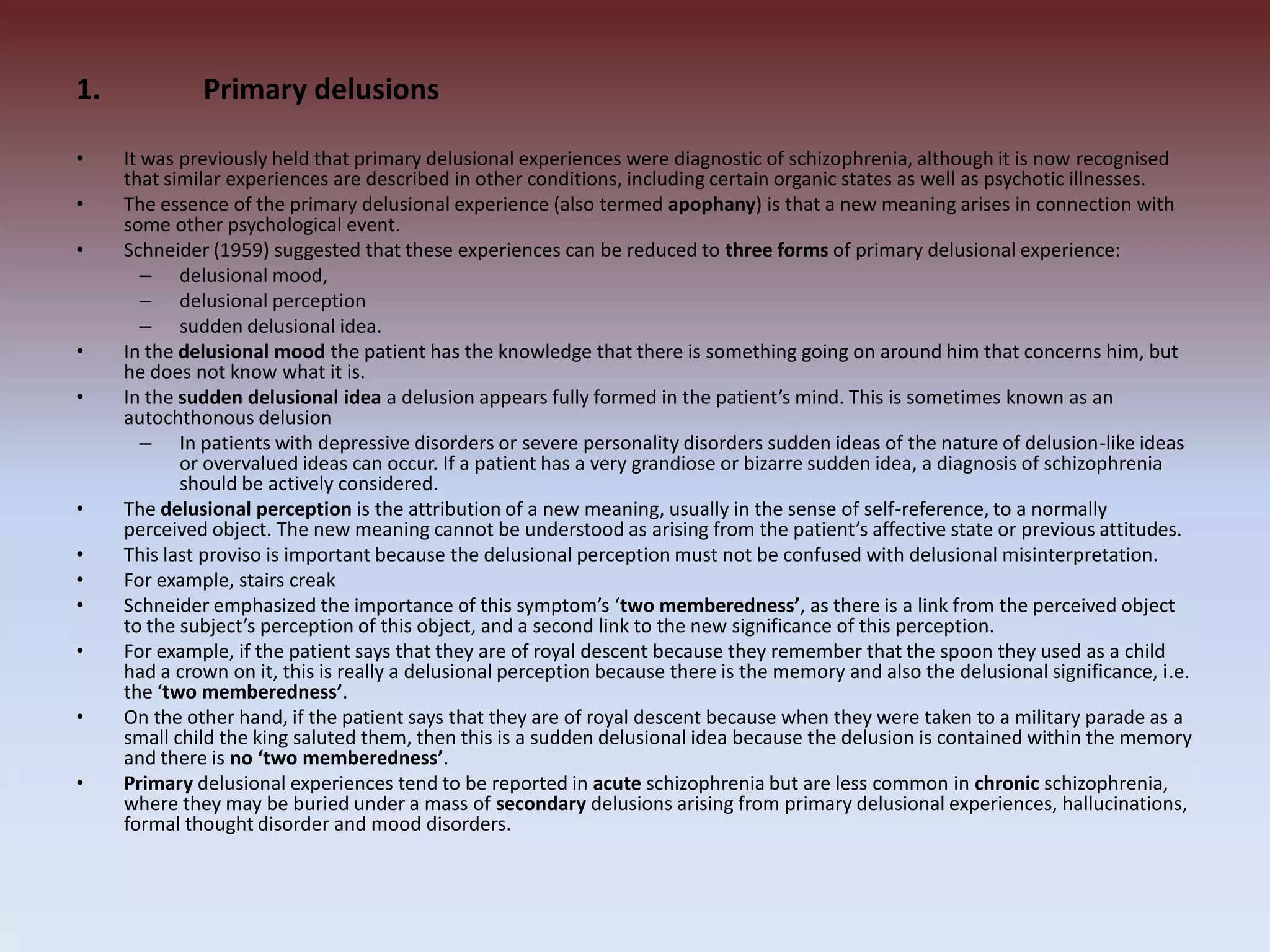 Disorders of thought | PPTX