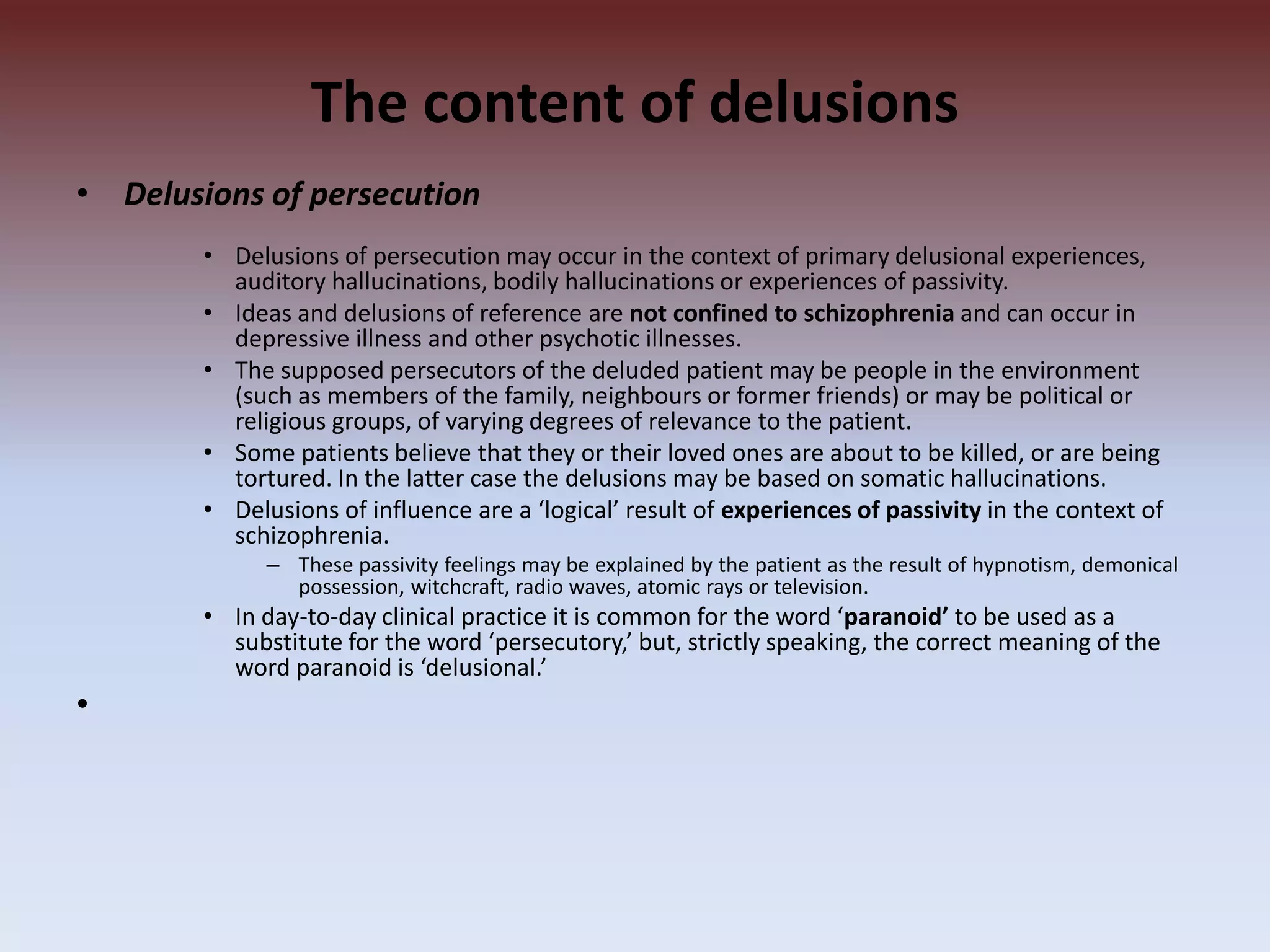 Disorders of thought | PPTX