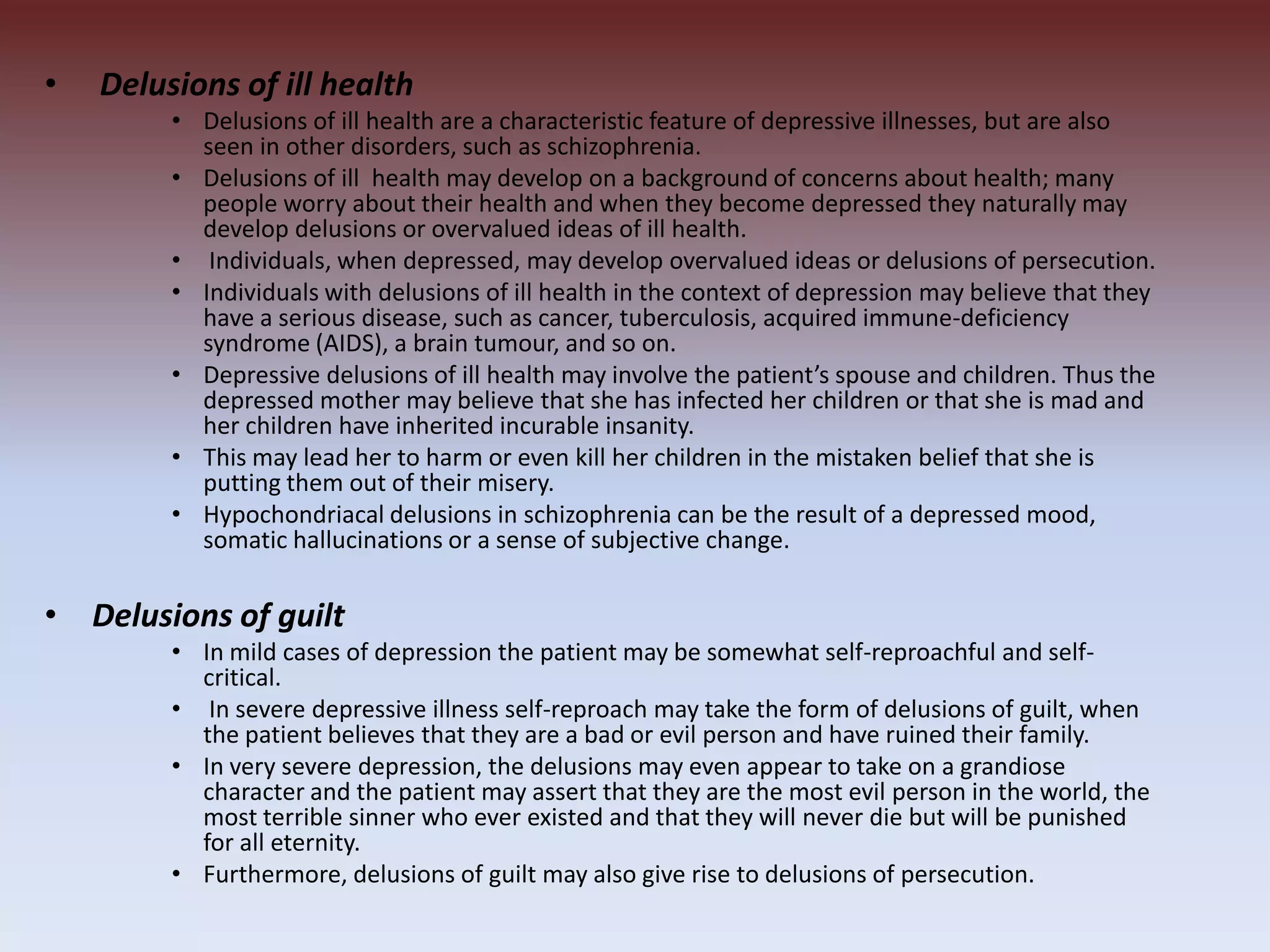 Disorders of thought | PPTX