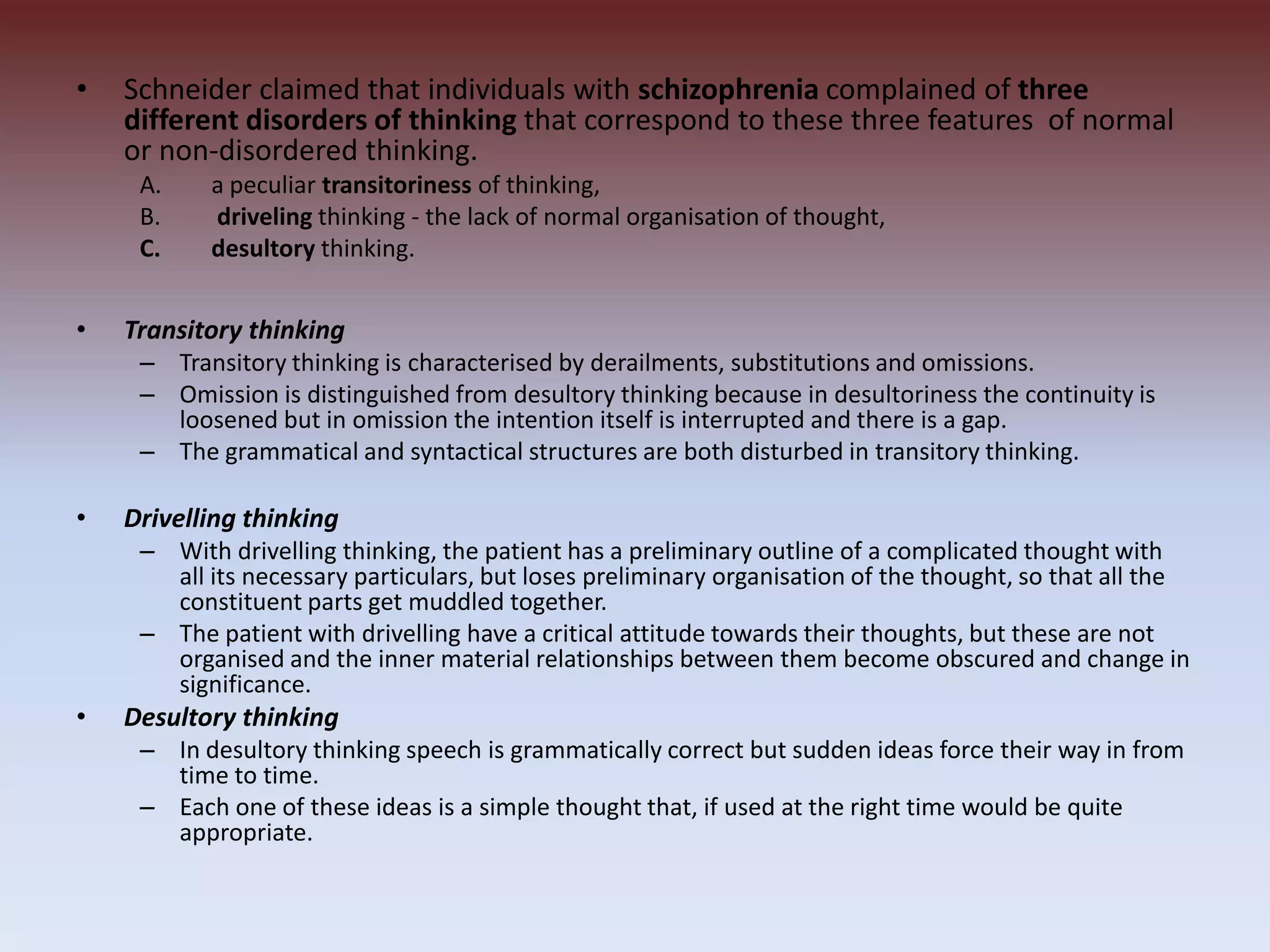 Disorders of thought | PPTX