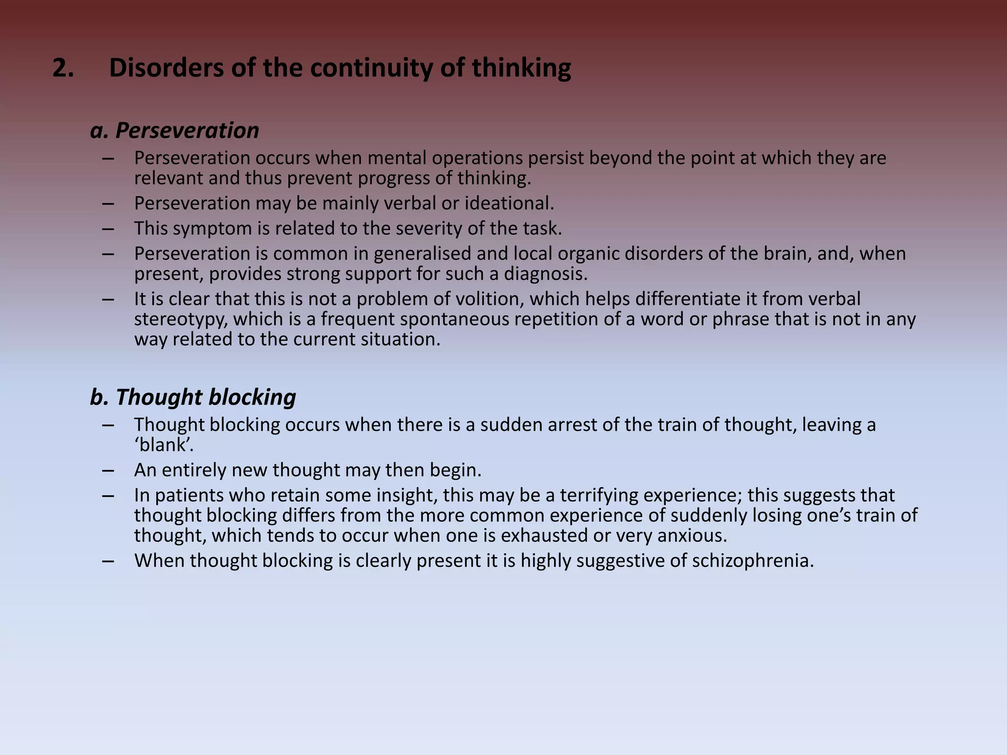 Disorders of thought | PPTX
