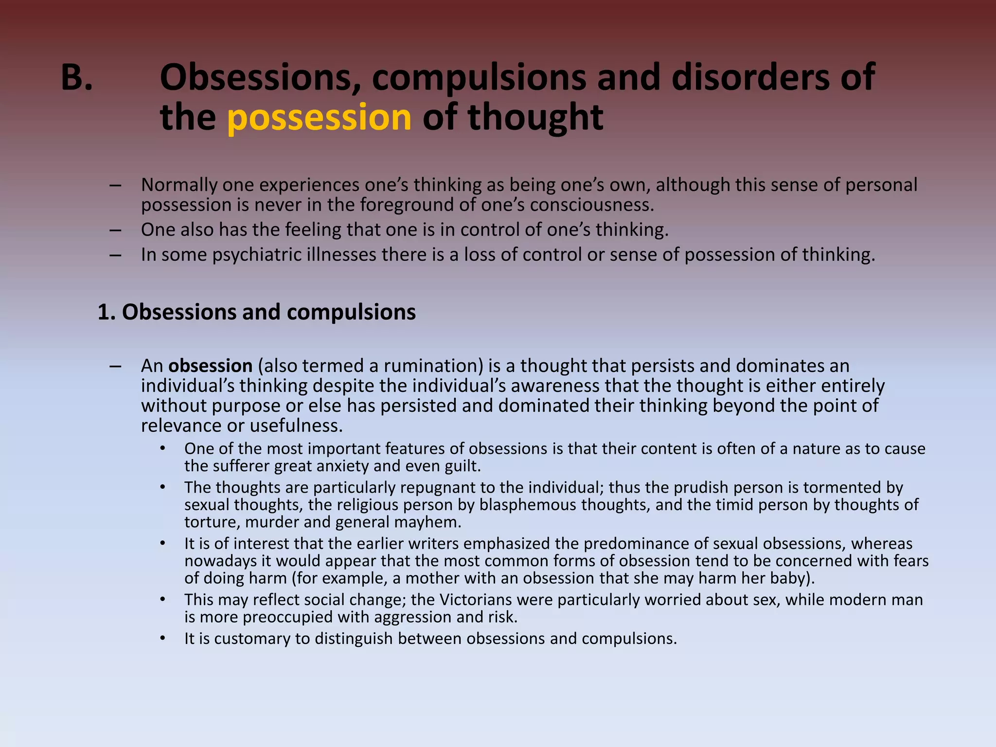 Disorders of thought | PPTX