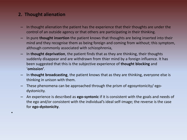 Disorders of thought | PPTX | Brain and Nervous System Disorders ...