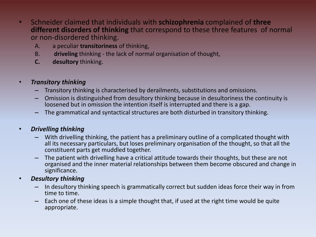 Disorders of thought | PPTX | Brain and Nervous System Disorders ...