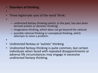 Disorders of thought | PPTX