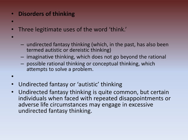 Disorders of thought | PPTX | Brain and Nervous System Disorders ...
