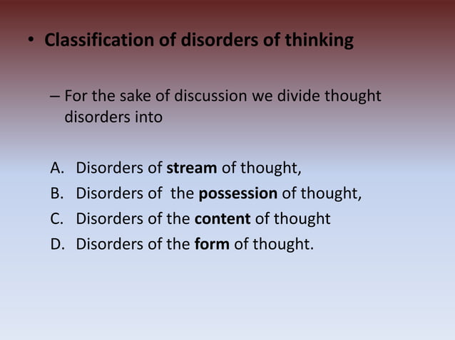 Disorders of thought | PPTX | Brain and Nervous System Disorders ...