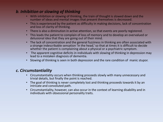 Disorders of thought | PPTX | Brain and Nervous System Disorders ...