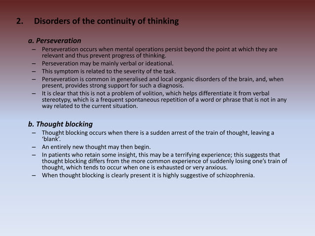 Disorders of thought | PPTX | Brain and Nervous System Disorders ...