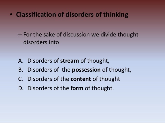 Disorders of thought