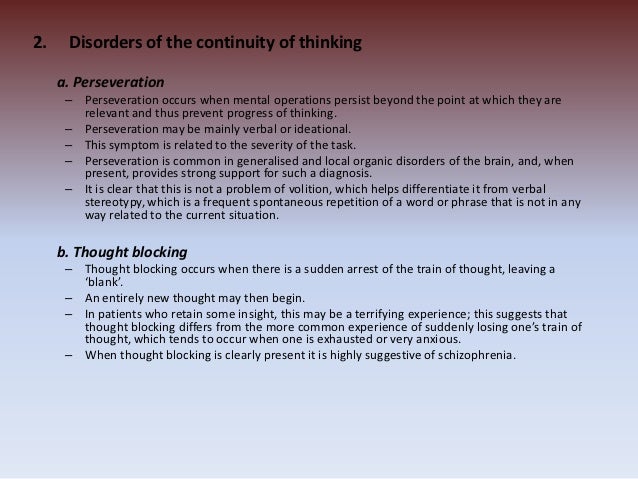 Disorders of thought
