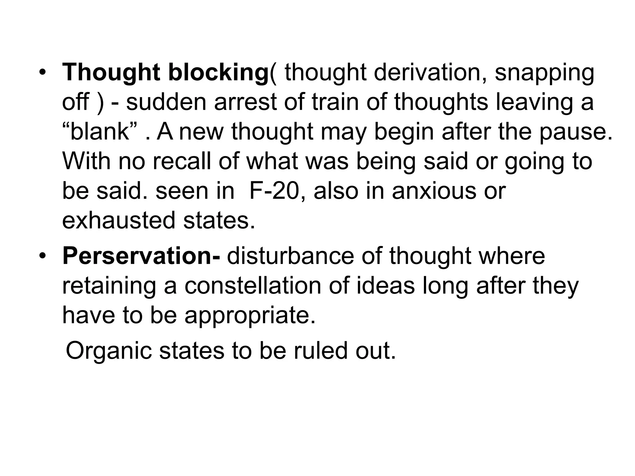 Disorders of thought | PPTX