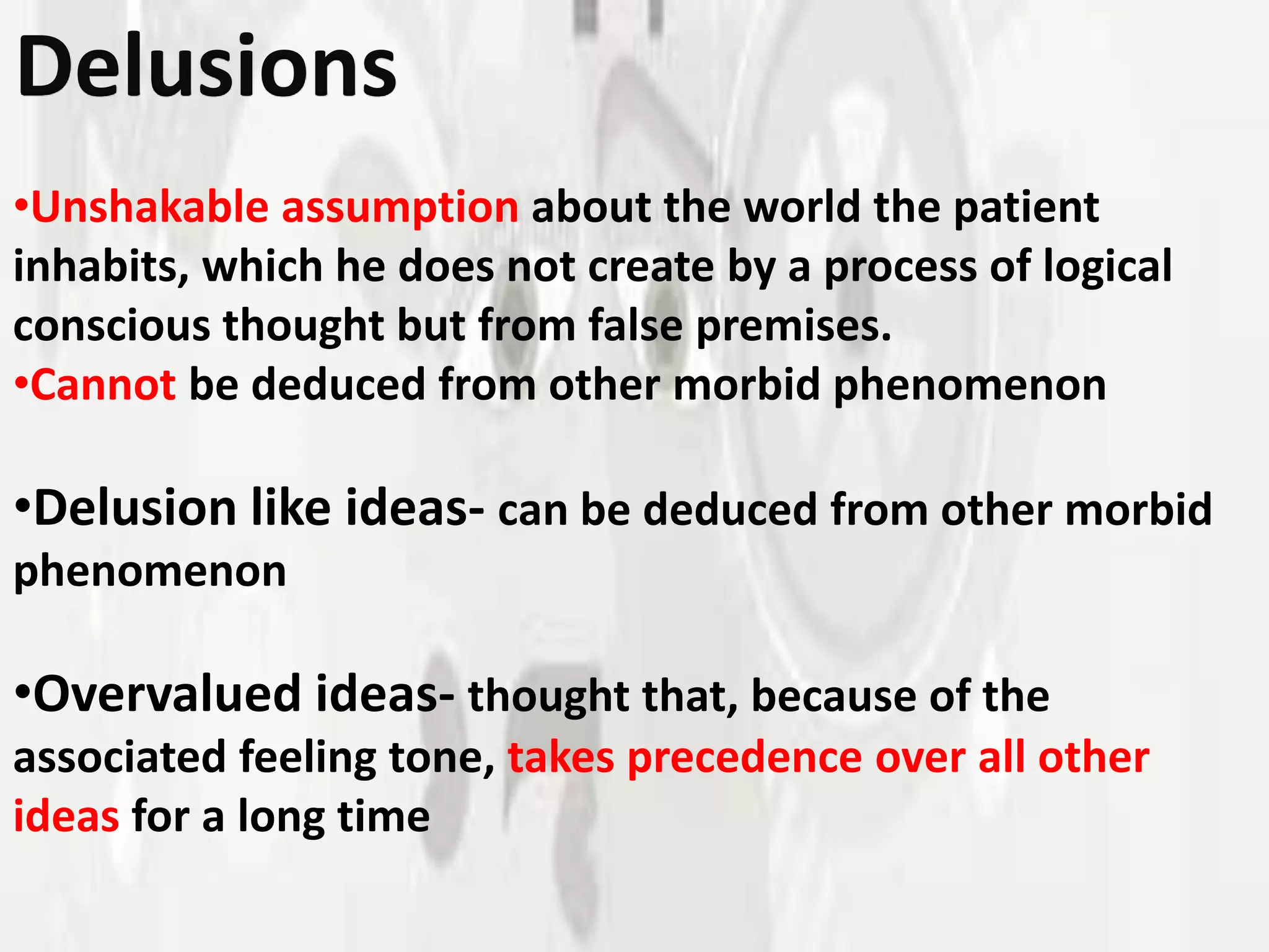 Disorders of thought | PPTX